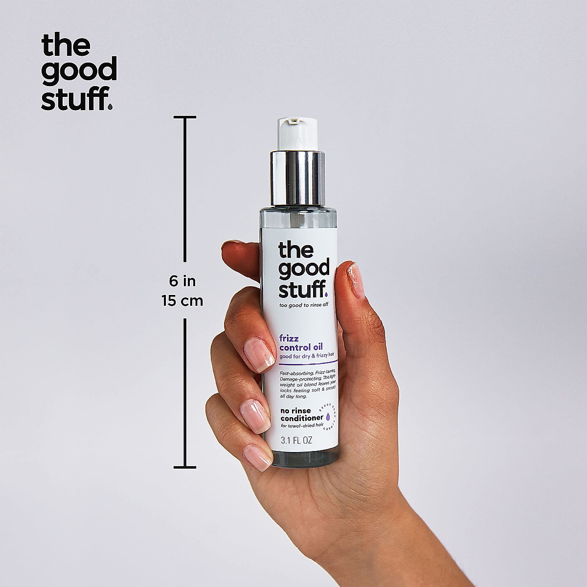 THE GOOD STUFF Leave-in Frizz Control Hair Oil for Softness, Protection, and Shine | Lightweight Hydrating Anti Frizz Serum for Smooth, Shiny Hair All Day Long | Vegan and Cruelty-Free Conditioner
