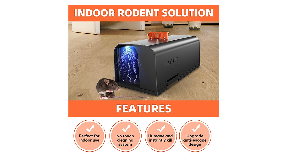 CritterTec Electric Mouse Trap - Instantly Kill Rats & Mice