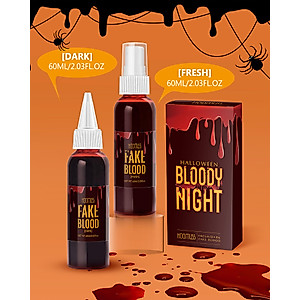 Halloween Fake Blood Makeup, Fake Blood Spray 2.03oz + Dripping Blood 2.03oz, Washable Realistic Fake Blood for Clothes, Sfx Special Effects Makeup Kit for Vampire Monster Zombie Cosplay (Red)