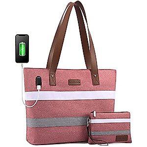 LOVEVOOK Laptop Shoulder Work Tote Bag for Women,Lightweight Casual Daily Bag Fits 15.6 In Laptop Handbag Purse 2pc/set