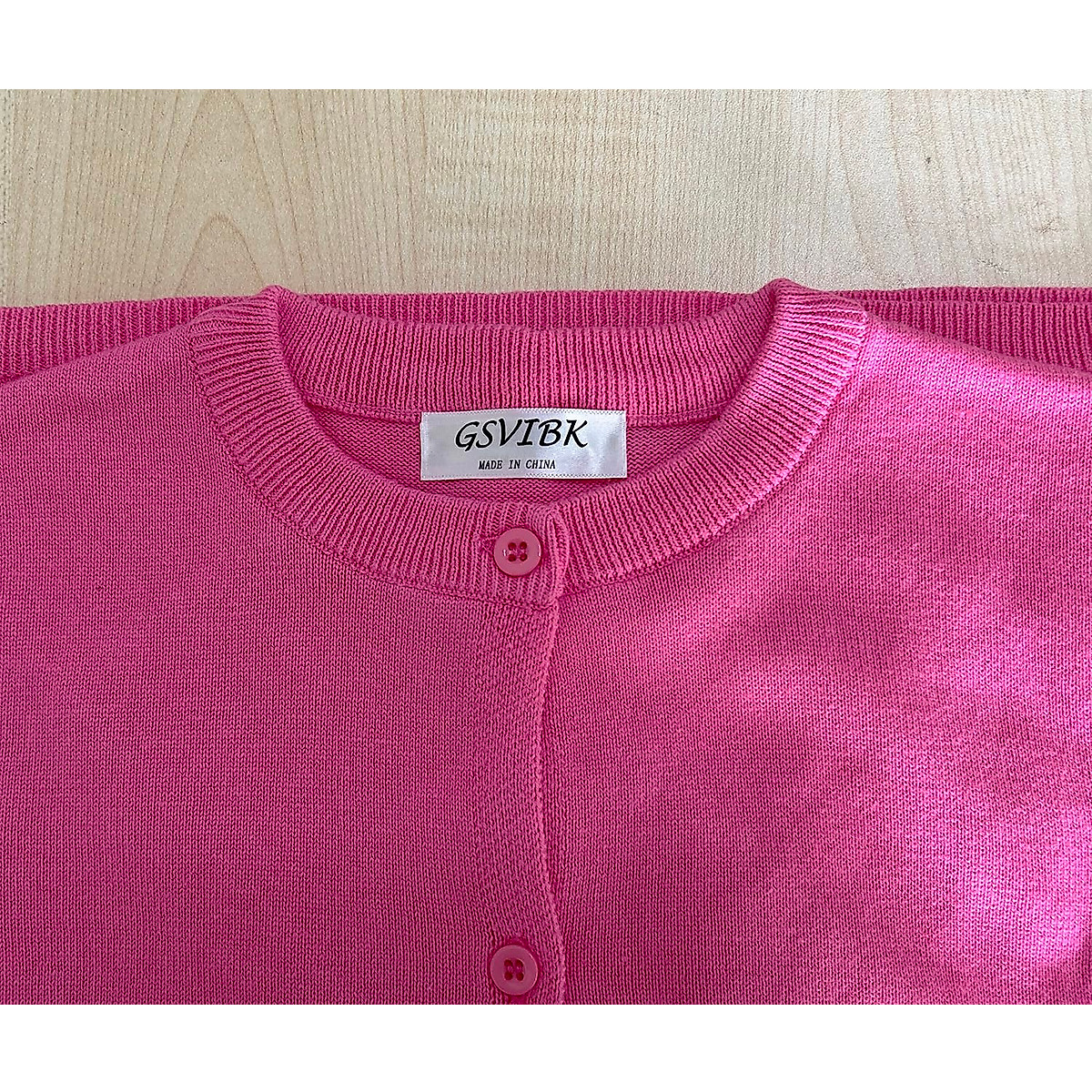GSVIBK Girls Cardigan Long Sleeve Crewneck Cardigans Solid Knit Button Sweater Cardigan Baby Girl 6112 Rose Red 5-6Y
