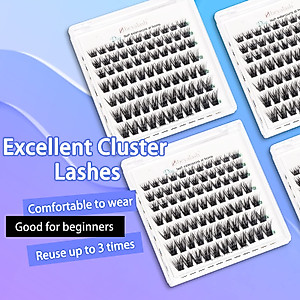 Obeyalash Natural Lash Clusters Wispy Lash Clusters Fluffy Lash Extensions C Curl 8-14mm Lash Clusters Natural Look DIY Eye Individual Lash Fox Eye False Lashes for Beginners At Home Soft Thin Band