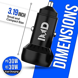 USB Type-C Car and USB Charger Car Accessories – 60W Dual Ports Type-C Cell Phone and USB Charger – Lighter USB Charger Compatible with iPhone, Samsung, Tablet – Fast Charge and Reliable Connection