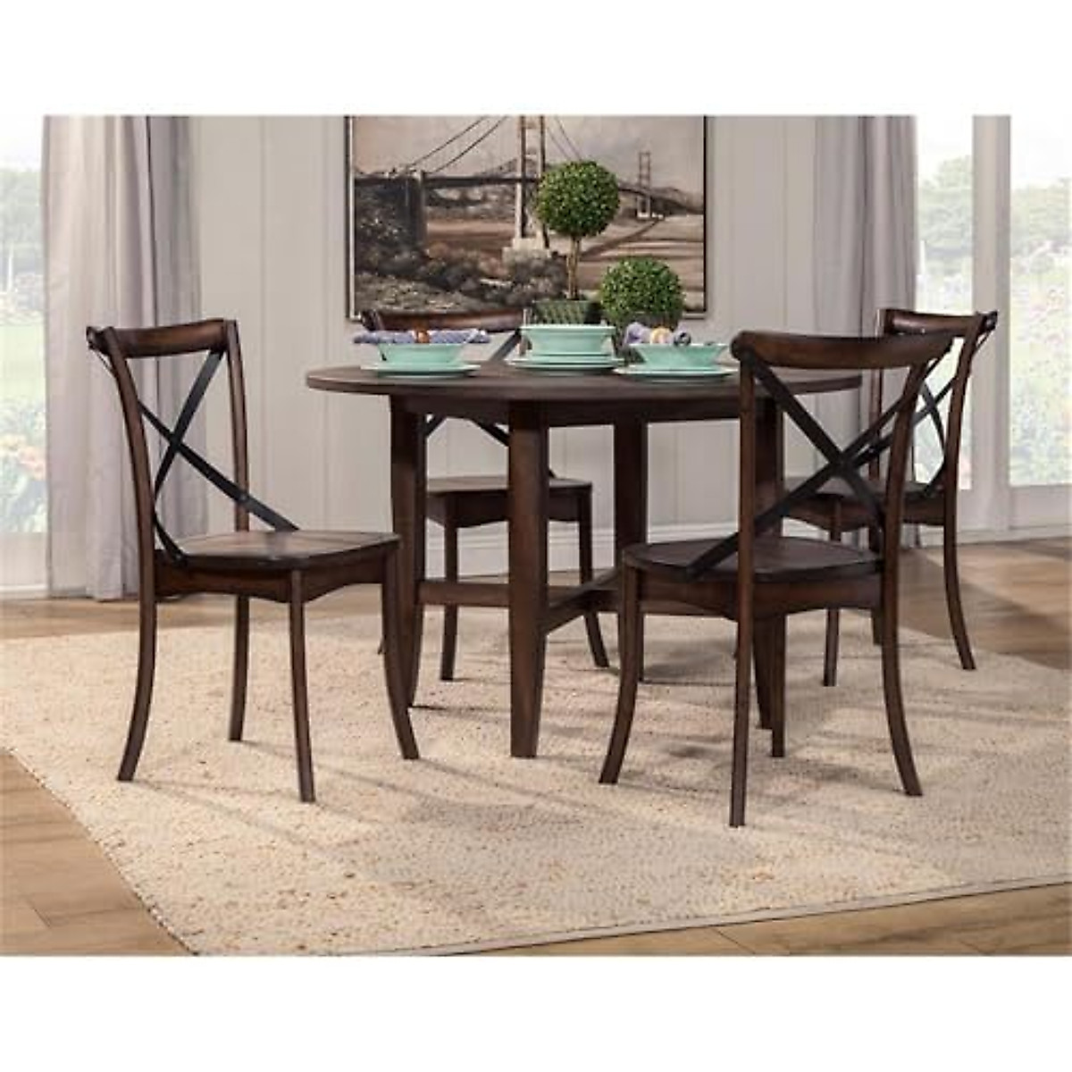 Alpine Furniture Arendal Set of 2 Side Chairs in Burnished Dark Oak (Brown)