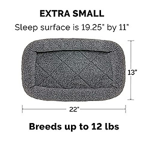 Furhaven Dog Bed for Extra Small Dogs & Indoor Cats, 100% Washable, Sized to Fit Crates - Sherpa Fleece Bolster Crate Pad - Gray, Extra Small