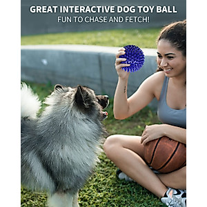 Pweituoet 2 Pack 4.5” Heavy Duty Squeaky Dog Ball for Medium Large Dogs, Spikey Dog Ball Toys for Clean Teeth and Training, Large Dog Toys for Aggressive Chewers