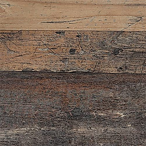 OS Home and Office ladder bookcase with desk, Rustic Planked Knotty Pine