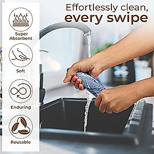 Urban Villa Cotton Dish Cloth Set of 8, Waffle Kitchen Cloth Highly Absorbent Super Soft 12x12 Inch Dish Cloths for Kitchen Cleaning & Drying Dishes Mitered Corner Dish Towels - Blue Solid