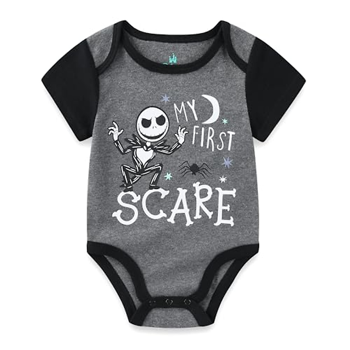 Disney Nightmare Before Christmas Boys’ Jack Skellington 3 Pack Bodysuits for Infant – Grey