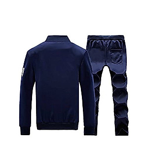 Lavnis Men's Casual Tracksuit Long Sleeve Running Jogging Athletic Sports Set Gray M