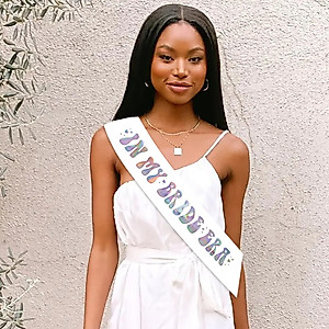 in My Bride Era Iridescent Sash, Bridal Shower Sash for Bride, Bachelorette Party Sash