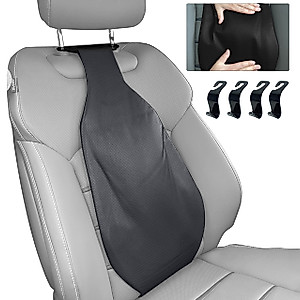 New Upgrade Air Seat Cushion for Car- Innovative Car Seat Cushion - Car Back Cushion for Pain Relief in All Areas of The Back - Black Patent ,Comes with 4 Car Hooks,1 Pack(Black, Linen)