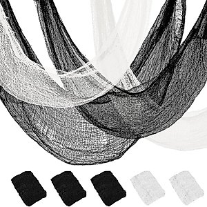 KITCHSTAR 5Pcs Halloween Creepy Cloth 32 x 72inch-Halloween Decorations Clearance Scary Spooky Cloth Creepy Gauze, Hanging Gauze Decor for Halloween Party Decoration Indoor Outdoor (3 Black+2 White)