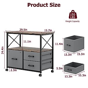 Alkmaar Filing Cabinet with 3 Drawer 3 Drawer, 3 Drawer-2, Rustic Grey