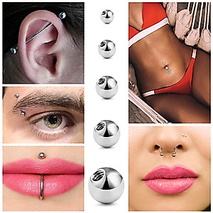 Prjndjw 25Pcs 16G Replacement Balls Externally Threaded Surgical Steel Piercing Balls Industrial Barbell Septum Eyebrow earring Lip Tongue Nipple Belly Button Piercing Rings Parts 3MM 4MM 5MM 6MM 8MM