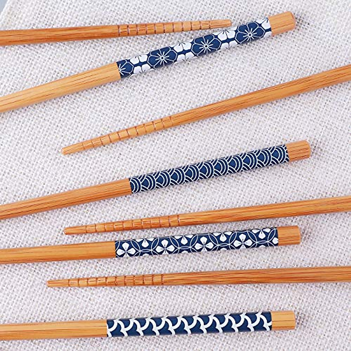 Antner 10 Pairs Natural Bamboo Chopsticks Japanese Style Reusable Chop Sticks, Dishwasher Safe Chopstick Set, 8.8 Inch/22.5cm