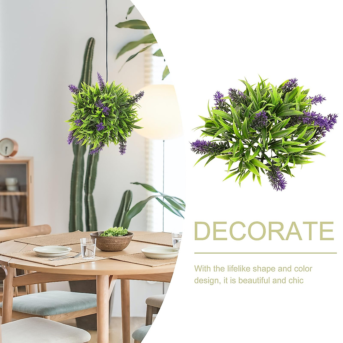 DOITOOL 2Pcs Artificial Green Plant Decorative Balls, Artificial Topiary Ball Hanging Faux Boxwood Plants for Indoor, Outdoor, Backyard, Garden, Balcony, Wedding and Home Decor