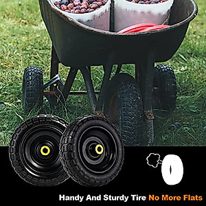 4.10/3.50-4 Tires Wheels Fit for Gorilla Cart 2 Pack 10 Inch Flat Free Wheels Puncture Resistant Tyre for Carts,Hand Truck,Dolly,Wagon,Wheelbarrow