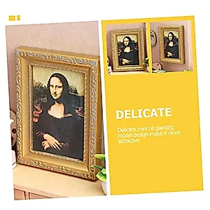 Toyvian Dollhouse Accessories Mini Photo Frame Toy Miniature Scene Furniture Miniatures Oil Painting Tiny Oil Painting Craft Simulated Mona Lisa Painting Exquisite Oil Painting Doll House
