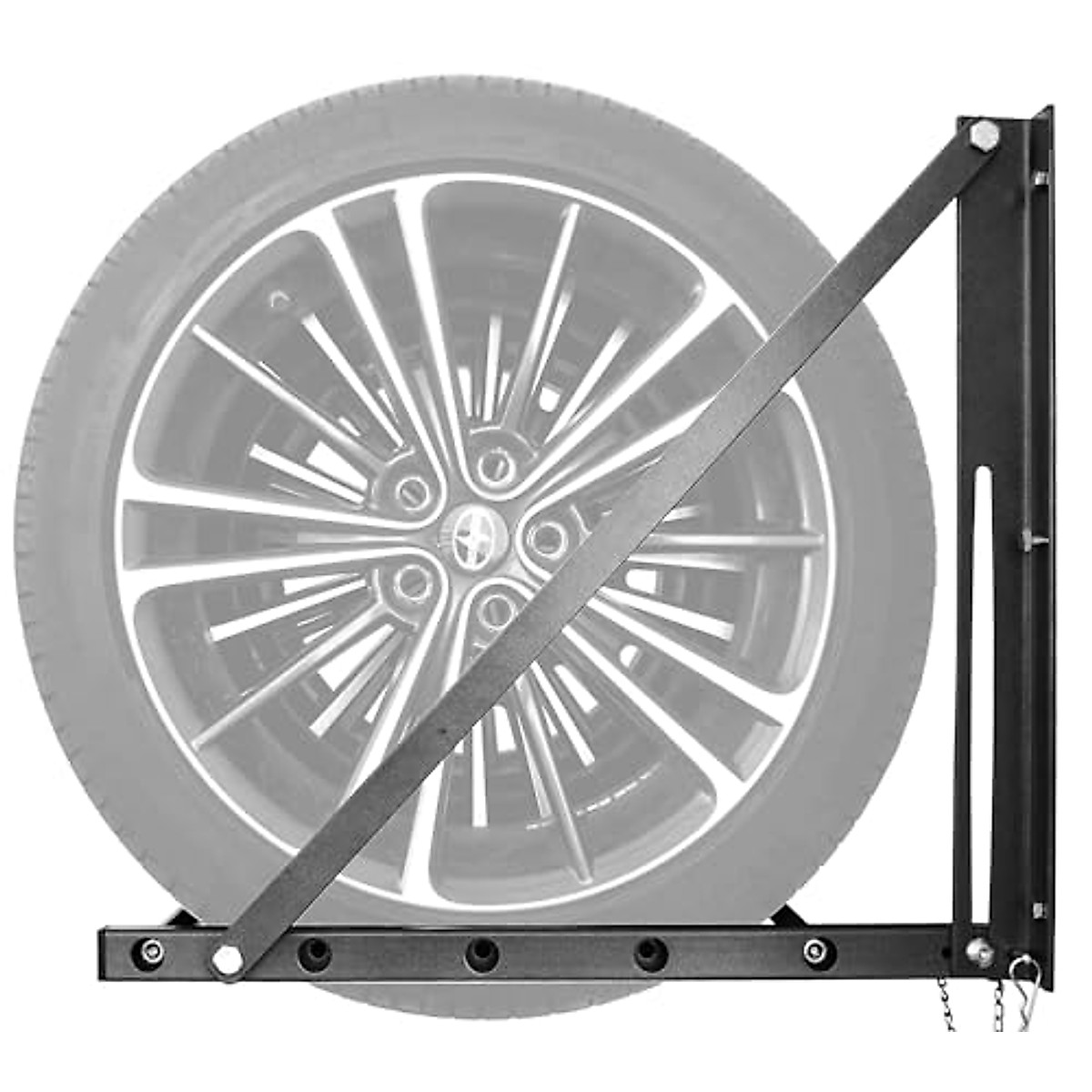 MaxxHaul 70489 Adjustable Wall Mount Folding Tire Storage Adjust From 32 to 48 inches Wide Up To 300 lbs Capacity.