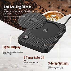 Mug Warmer,3-Temp Settings Coffee Mug Warmer,Automatic Shut Off Coffee Warmer,Mug Warmer for Desk with Anti-Scalding Silicone,Portable Coffee Cup Warmer,Coffee Warmer for Desk Suits for Various Mugs