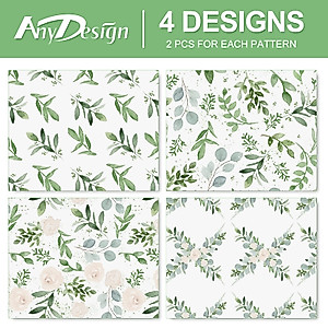 AnyDesign Greenery Wrapping Paper Watercolor Green Leaves Gift Wrap Bulk Eucalyptus Art for Wedding Baby Shower Bridal Spring DIY Crafts Packing, 8 Sheet, Folded Flat (A1767)