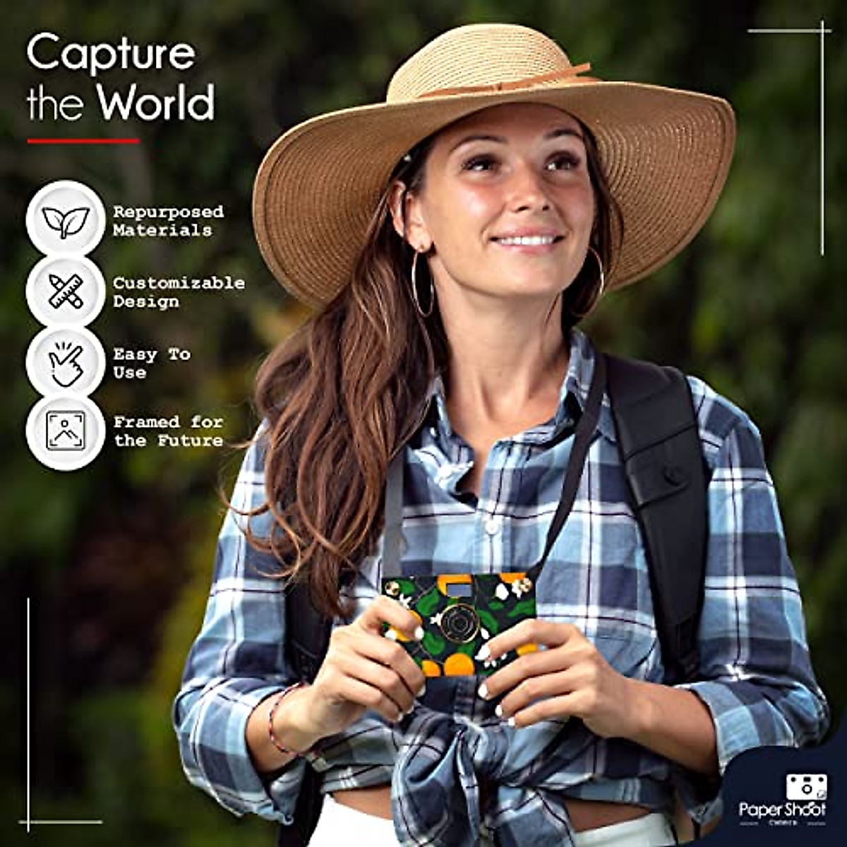 Paper Shoot Camera - 18MP Compact Digital Papershoot Camera Gift for Kid with Four Filters, 10 Sec Video & Timelapse - Includes: 32GB SD Card, 2 Batteries & Camera Case - Summer Bloom Orange