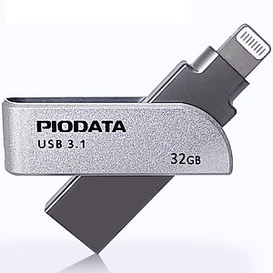 PioData iXflash 32GB iPhone iPad Flash Pen Drive USB 3.1 Apple MFi Certified Lightning Connector External Storage Memory Expansion for iOS Devices/Windows/Mac IXF-32-SG