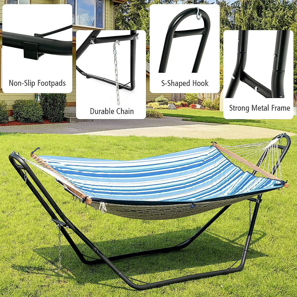 Giantex Steel Hammock Stand 450LBS Capacity, Heavy Duty Hammock Frame 2 Person, Adjustable Universal Multi-Use Hammock Stand Fits 9-13 Ft Hammock for Indoor Outdoor Yard Patio Deck