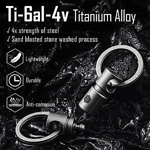 KeyUnity KA24 Detachable Key Ring Connector, Double-end Swivel Keychain Titanium Rotatable Key Organizer Linker for Carabine