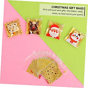 Cabilock 400pcs Baking Plastic Self-adhesive Bag Self Adhesive Biscuit Bag Christmas Treat Bags Cookie Gift Bags Plastic Packaging Bags Bake Bag Candy Bag Cookie Bag Elder or Baking Bag Red
