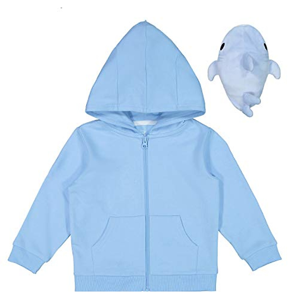 Wonder Nation Girls/Boys' 2T-5TAnimal Critters Packable Plush Zip Up Hoodie (Shark, 2t)