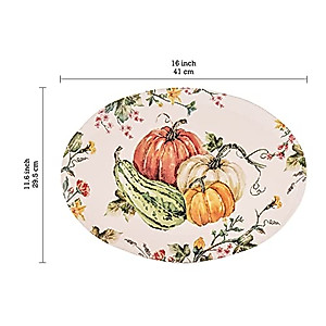 Bico Pumpkin Feast Ceramic 16 inch Oval Platter, Microwave & Dishwasher Safe
