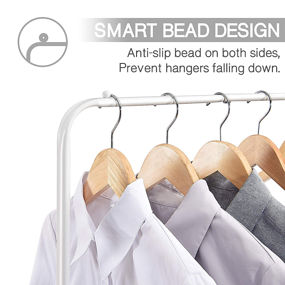 KINGRACK 2-in 1 Garment Rack, Clothing Rack with 2 Tier Metal Basket, Rolling Storage Cart Clothes Organizer Coat Rack Storage Stand on Wheels for Home Bedroom Laundry Small Place Entryway, White