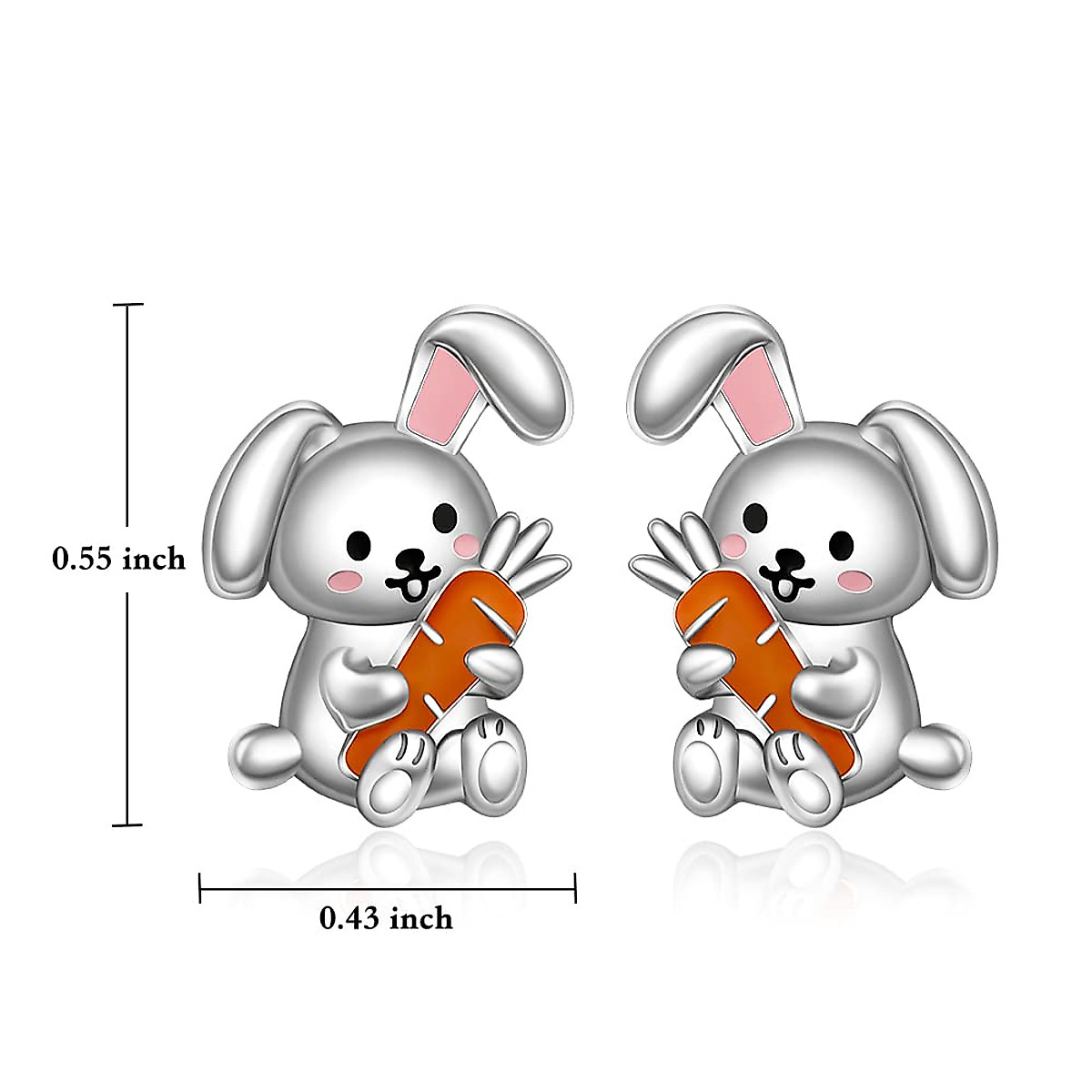 Easter Bunny Earrings Sterling Silver Hypoallergenic Cute Rabbit Carrot Animal Stud Earrings Jewelry Easter Gifts for Women
