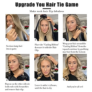 2 Pack Heatless Hair Curler - Cekaso Heatless Curls Headband For Long Hair Curls No Heat Curling Ribbon Hair Roller Kit Bow Tools You Can Sleep In Soft (black & blue)