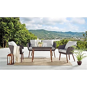 Athens All-Weather Wicker Outdoor 26" H Cocktail Table with Glass Top