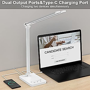 Bright LED Desk Lamp for Home Office - Dual Swing Arm Eye-Caring Architect Task Lamp, Adjustable Foldable Table Lamp, Dimmable Touch Control Desktop Lamp 5 Lighting Modes for Work/Study
