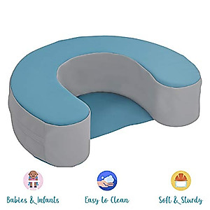 Factory Direct Partners 10423-TLGY SoftScape Sit and Support Ring for Babies and Infants, Soft Cushioned Foam Floor Seat with Non-Slip Bottom for Nursey, Playroom, Daycare - Teal/Gray