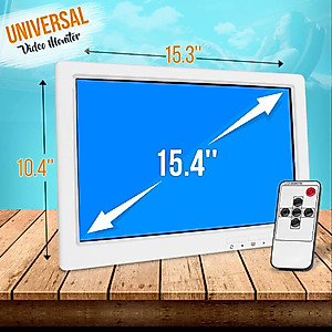 Pyle Inwall Video Monitor Display Screen - 15.4 Inch Full HD 1080p Universal Widescreen LCD Flush Wall Mount HDMI RCA Monitor w/VGA, RCA Audio, Wireless Remote, Frame Cover, Home/Car Use PLVW155U