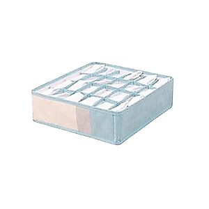 ichuanyi Underwear and Sock Drawer Organizers,24 Cell Collapsible Cabinet Closet Organizer Storage Boxes for Clothes, Socks, Lingerie, Underwear, Ties (Light Blue)