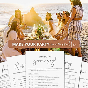 Bridal Shower Games - Set of 4 Bridal Shower Games for 30 Guests, Double-Sided Thick Cards, Minimalist (30 Pack)