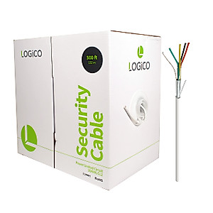 LOGICO Security Wire Burglar Alarm 18/4 500FT Stranded Shielded Control Speaker Cable