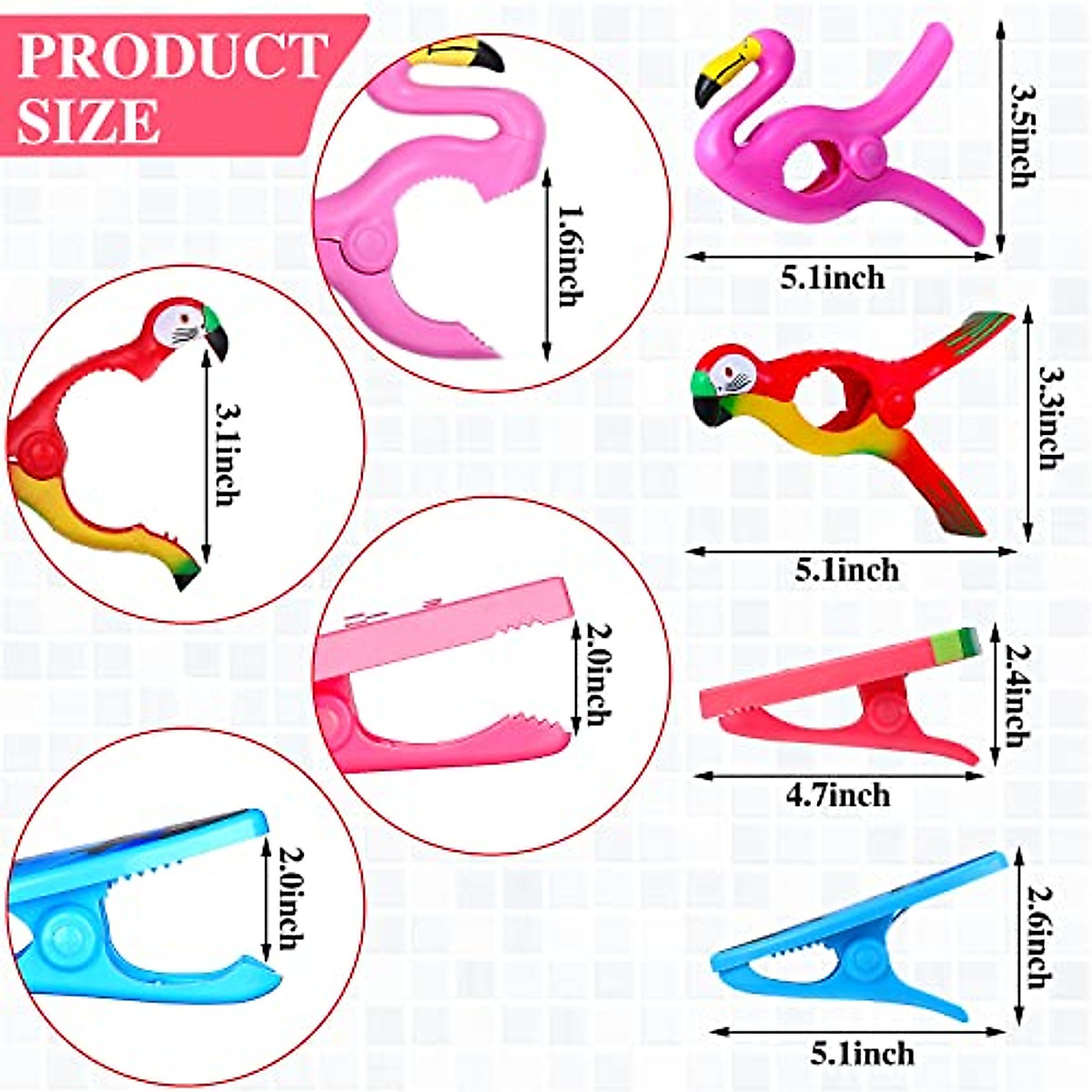 8 Pieces Beach Towel Clips Beach Chair Clips Jumbo for Pool Lounge Chair, Cruise Clothes Lines, Patio and Holiday Pool (Beach Style)