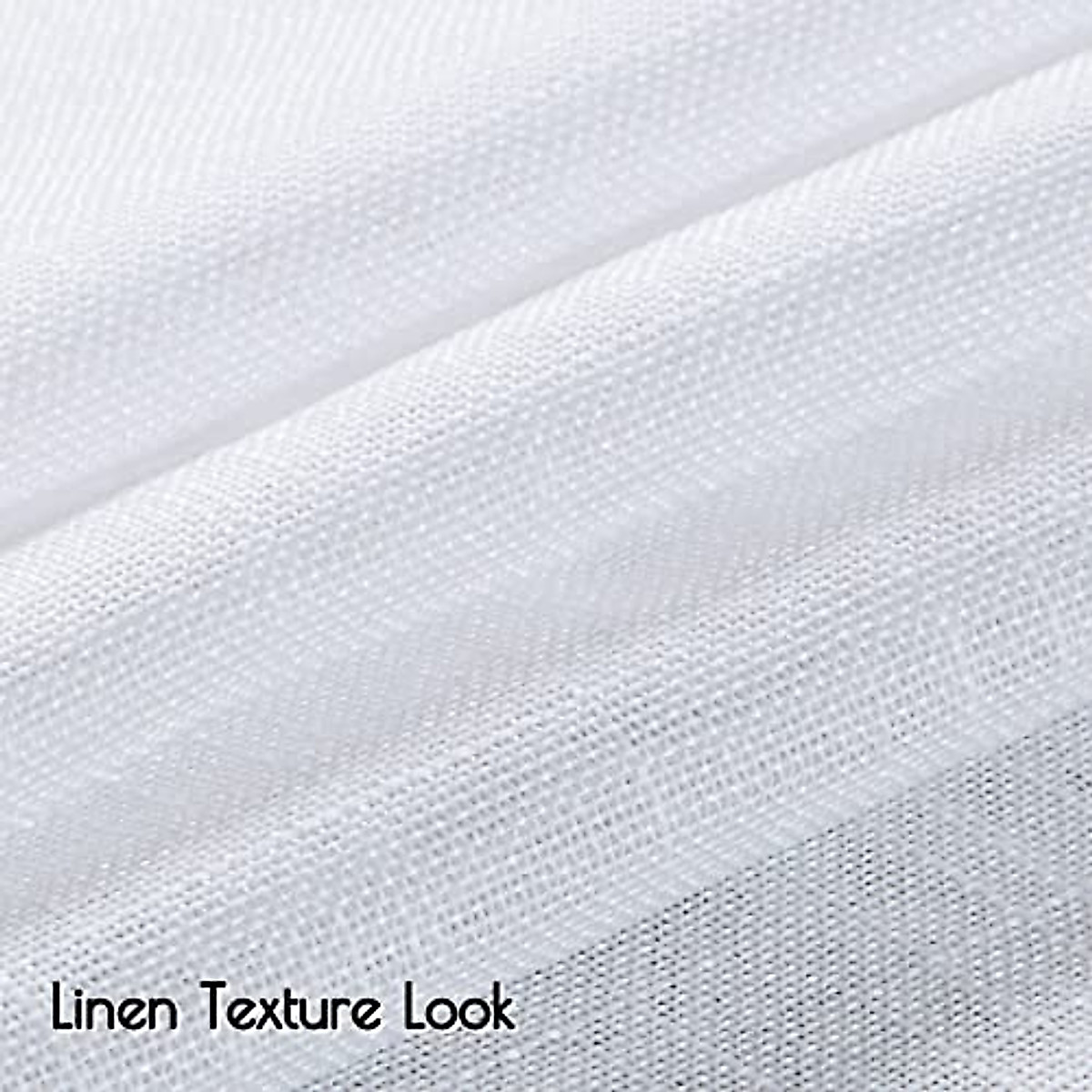 Home Queen White Sheer Burlap Linen Cafe Curtains, Semi Sheer Drapes for Kitchen Window Over Sink, 45 Inch Length 2 Pack