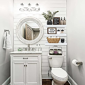 QEEIG White Floating Shelves Bathroom Decor- Wall Mounted Shelf Bedroom Modern Small 15 inch Set of 3