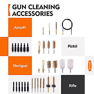 Raiseek Universal Gun Cleaning Kit for Rifle Pistol Shotgun Cleaning Kit for All Guns with Lightweight Organized Carrying Case Gun Cleaning Supplies Gun Plastic Jags and Brushes with Cleaning Mat