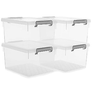 Citylife 22.2 Qt. Plastic Storage Bins with Lids Large Stackable Storage Containers for Organizing Clear Durable Storage Box, 4 Packs
