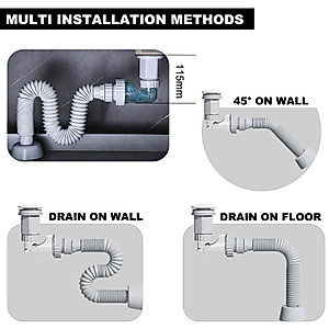 Mixbatt Bathroom Sink Drain kits with Ceramics stopper Pop Up Sink Drain Rustproof Vessel RV Sink Drain with Anti Odor Anti Clogging Scratch Resistant for Kitchen 1-1/4'' & 1-1/2'' Drain Hole