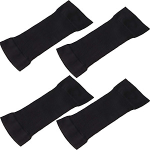 WILLBOND 4 Pairs Arm Sleeves Arm Elastic Compression Arm Shapers Sport Fitness Arm Shapers for Women Girls (black)